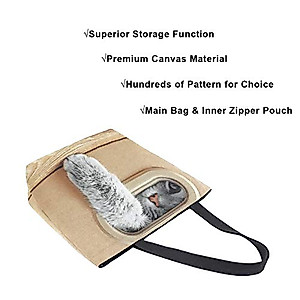 Canvas Tote Bag Lovely Animal Cat Large Handbags Reusable Multi Purpose Tote Strong Durable for Woman Man