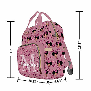 Artsadd Personalized Name Large Capacity Diaper Bags, Peekaboo Princess Heart Glitter Daypack Custom Name Backpack Casual Daypack Bag Nappy Bag Gifts for Daughter Granddaughter