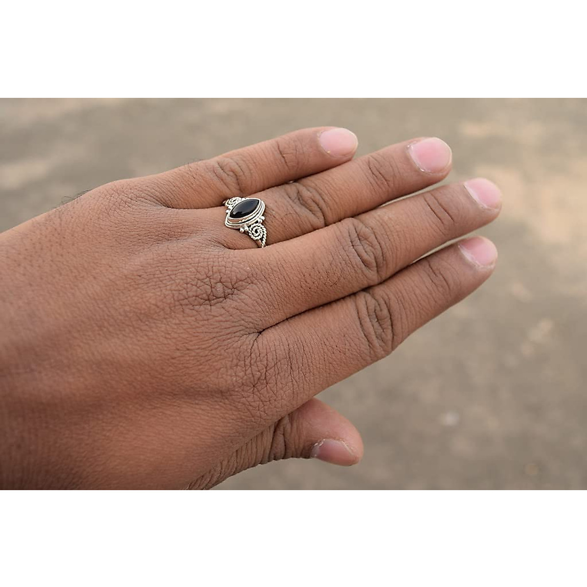 Black Onyx Stone Ring, 925 Sterling Silver Ring Statement Ring For Women - Girls, 5X10mm Natural Marquise Shape Gemstone Ring, Christmas Gifts, Gemstone Ring Size US 8 Handmade Ring