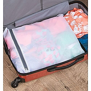 mDesign Large Laundry Mesh Wash Bag - Fine Weave Fabric, Zipper Closure, Washing Machine and Dryer Safe, Protect Lingerie, Delicates, Underwear, Bras, Leggings - Great Travel Bag - 4 Pack - White