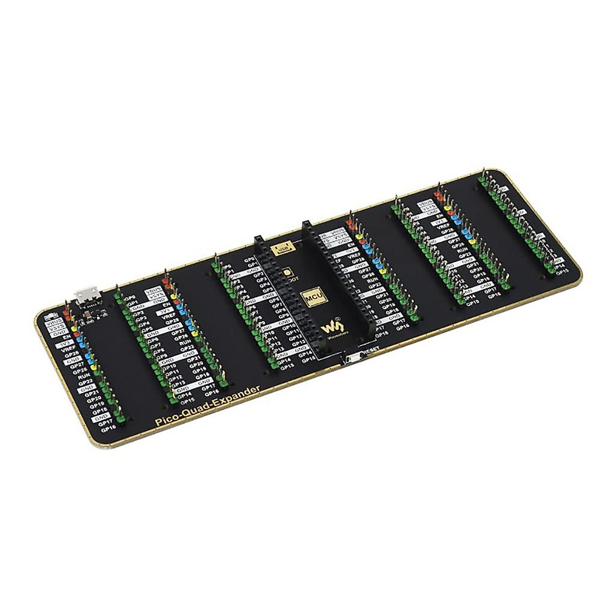 Coolwell Quad GPIO Expander for Raspberry Pi Pico Board with Four Sets of Male Headers for Directly Connecting Expansion Modules,USB Power Input Connector
