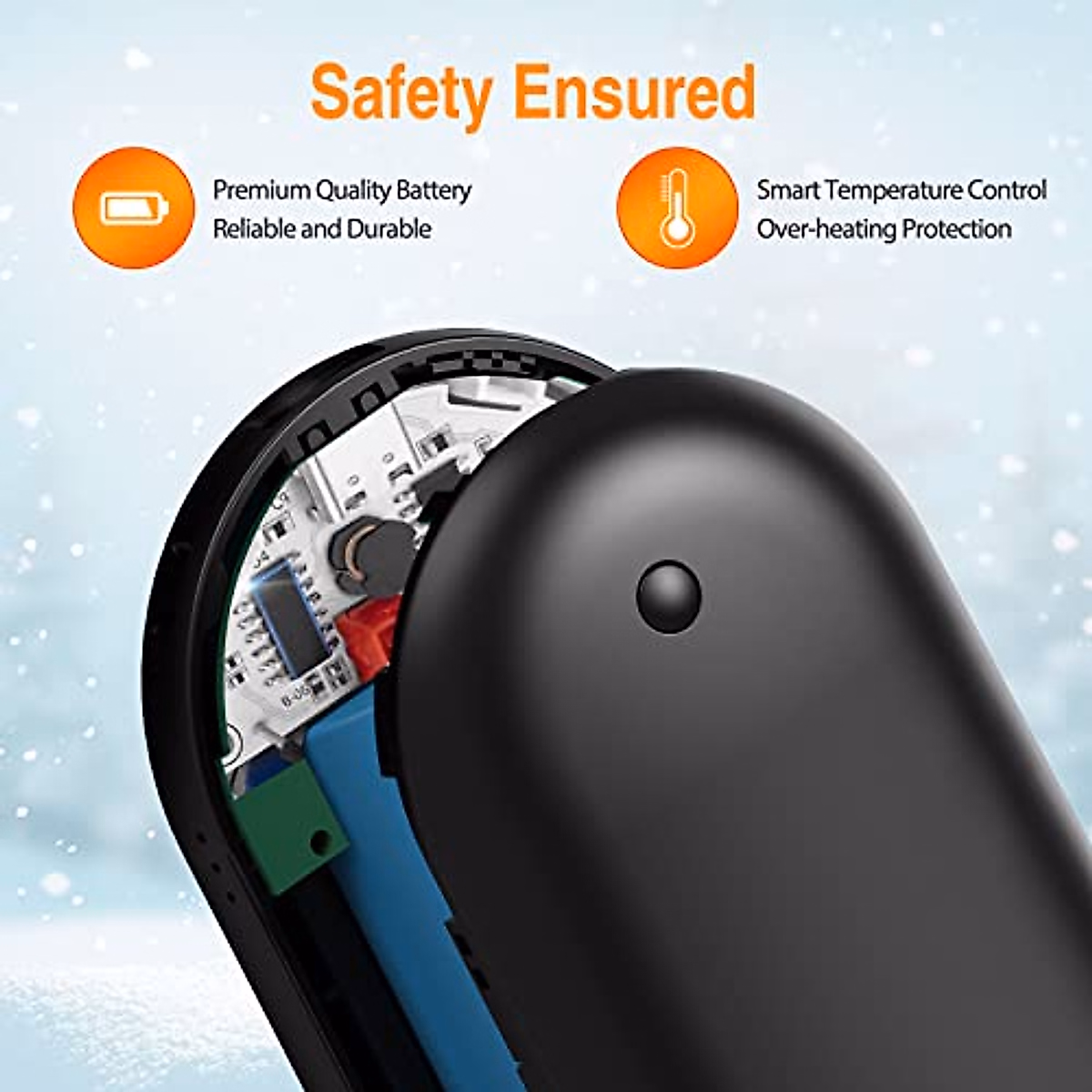 BESKAR Rechargeable Hand Warmer, USB Electric Handwarmer with Double-Sided Heating & Quick Charge, Portable Pocket Hand Warmer & Powerbank for Outdoor, Golf, Raynauds