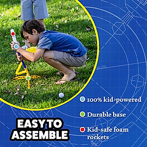 Stomp Rocket Jr Glow Rocket Launcher for Kids - 4 Glow-in-The-Dark Rockets - Outdoor Fun Toy Gift for Boys & Girls - STEM Soft Foam Blaster Set Soars Up to 100 Feet - Ages 3 & Up