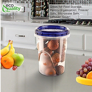 [3 PACK] 32 oz Twist Top Storage Deli Containers - Airtight Reusable Plastic Food Storage Canisters with Twist & Seal Lids, Leak-Proof - Meal Prep, Lunch, Togo, Stackable, BPA-Free Snack Containers