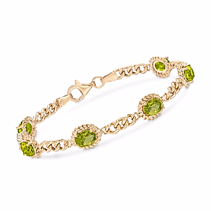 Ross-Simons 5.00 ct. t.w. Peridot Link Bracelet in 18kt Gold Over Sterling Silver. 7 inches