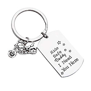 Gifts for Husband Dad Boyfriend, Ride Safe I Need You Here with Me Motor Key Chain Dive Safe Keychain Motorcycle Birthday Christmas Gifts