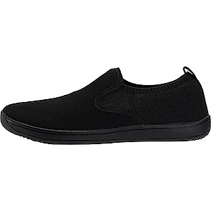 WHITIN Wide Toe Box Barefoot Sneakers for Men Slip on Fashion Canvas Minimalist Shoes Zero Drop Sole Size 9.5 Width 10W Casual Walking All Black 43