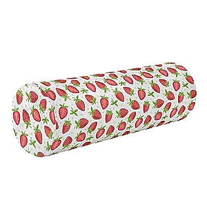 Vnurnrn Fruits Strawberry Neck Support Pillow Round Neck Roll Bolster Cylinder Pillow Cervical Pillows Body Pillow for Leg Knee Back Head Support for Work Women Men Traveling Headrest