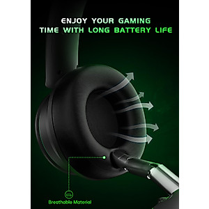 RYR Wireless Gaming Headset for Xbox Series X|S, Xbox One, PS5, PS4, Mac, Bluetooth 5.3, 3D Surround Sound, Rotatable Earmuffs, Gaming Headphones with Noise Canceling Microphones-Blackgreen