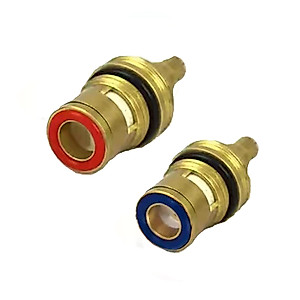 Faucet Valves, Brass Ceramic Stem Disc Cartridge Replacement Quarter Turn 1/2" for Bathroom Kitchen Tap (1 Pair Hot & Cold)