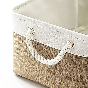 Sacyic Fabric Storage Baskets Rectangular Baskets Baskets for Organizing Fabric Basket for Shelves Decorative Baskets for Toys Empty Gift Baskets Cloth Baskets for Storage (White&Khaki)