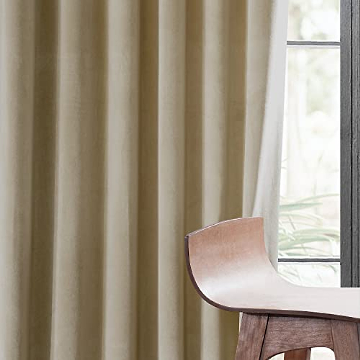 HPD HALF PRICE DRAPES VLCH-F9201087-84 Urban Lush Velvet Curtain, 50 X 84, Harbor Beige