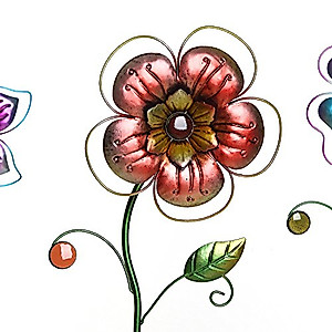 Garden Stake Outdoor Plant Pick Cute Metal Flower Stick Art Ornament Decor Lawn Yard Patio,3 Set