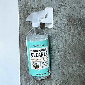 Crebri Wall Hooks for Spray Bottle, Salf-Adhesive Spray Bottle Holder, for Spray Bottles up to 32 oz - White, 2 Pack