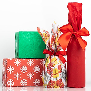 ARTLYMERS Tissue Paper for Gift Bags and Gift Wrapping, 120 Sheets White Red Green Tissue Paper for Christmas Gift Packaging, Arts Decor Crafts Making