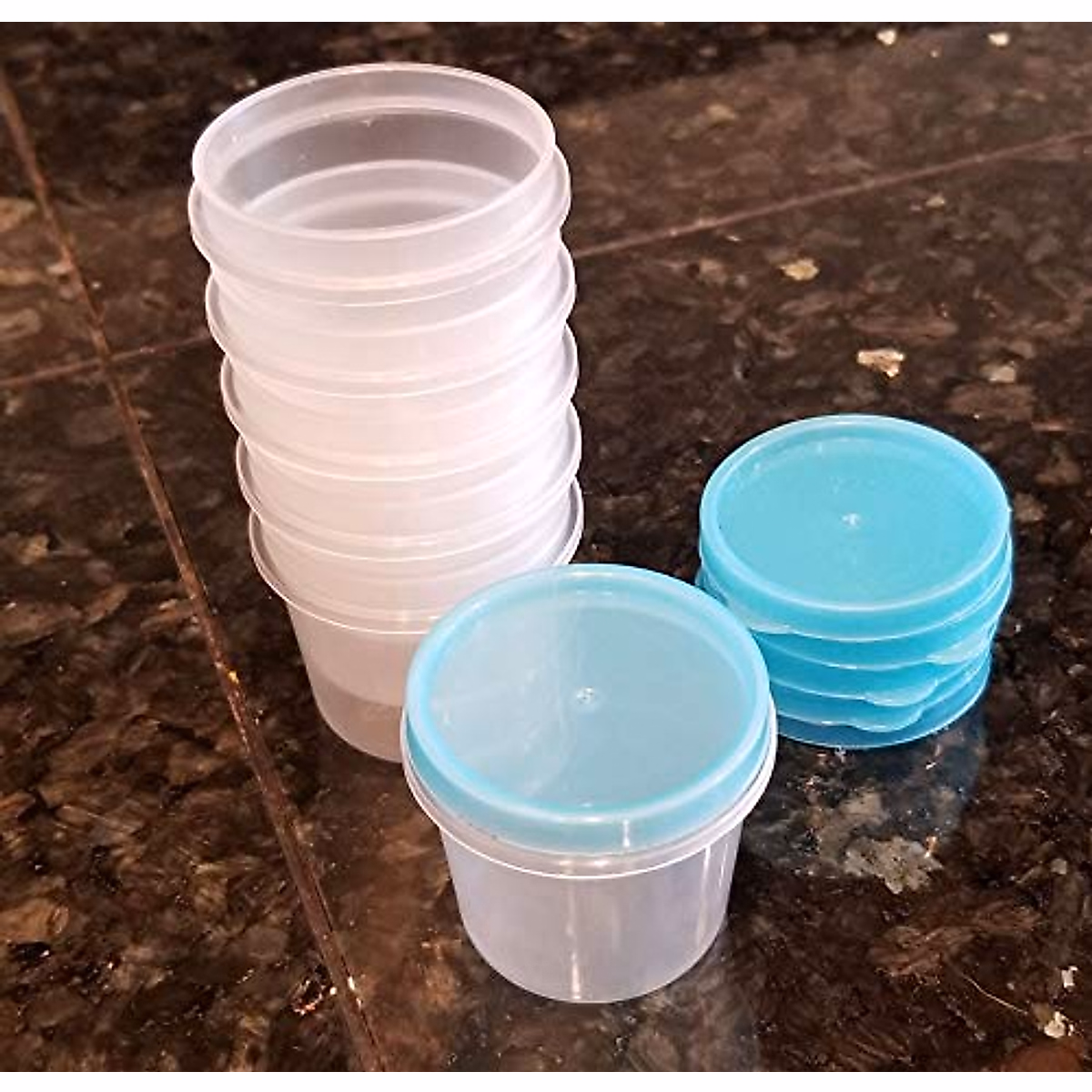 Handy Housewares 6 Piece Reusable Salad Dressing 1oz Container Set with Snap Airtight Lids - Great for Lunches On The Go