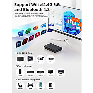 MeLE Fanless Mini PC, Windows 11 Pro Celeron J4125 8GB 256GB,Dual HDMI Micro PC Portable Silent Desktop Computer,Supports Unlocked Bios on Astrophotography Media Office IoT (Quieter2Q/J4125/8GB+256GB)