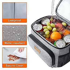 Lifewit Reusable Insulated Lunch Bag for Men, Lunch Box Women, Portable Cooler Freezable Soft Lunchbox Leakproof with Adjustable Shoulder Strap for Adult for Work Picnic or Travel, Grey 9L
