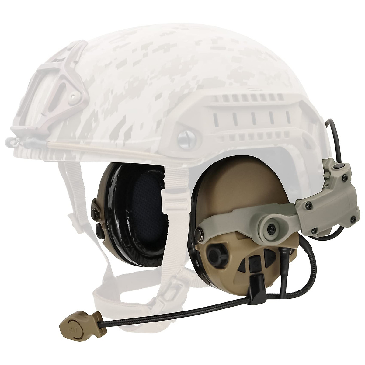 COMBATGEAR Tactical Headset with ARC Rail Adapter Ear Defender Airsoft Headphone Come with K 2 pin Push to Talk (Tan)