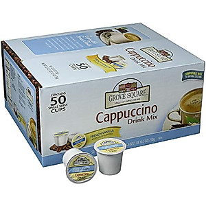 Grove Square Cappuccino Pods, French Vanilla, Single Serve, 50 Count (Pack of 1) - Packaging May Vary