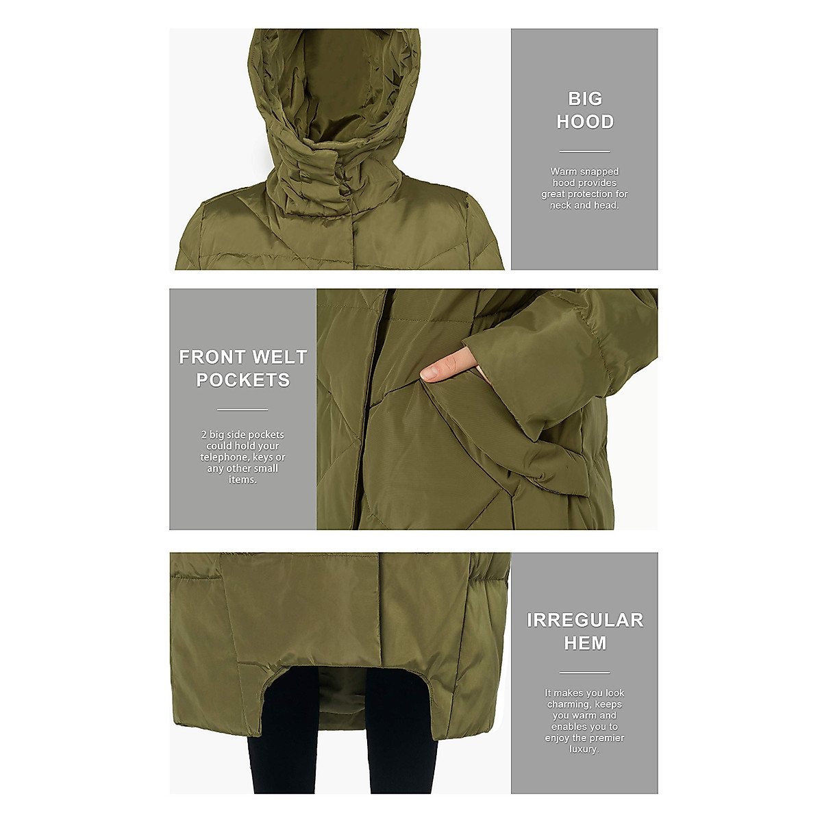 Orolay Women's Puffer Down Coat Winter Maxi Jacket with Hood Navy XL