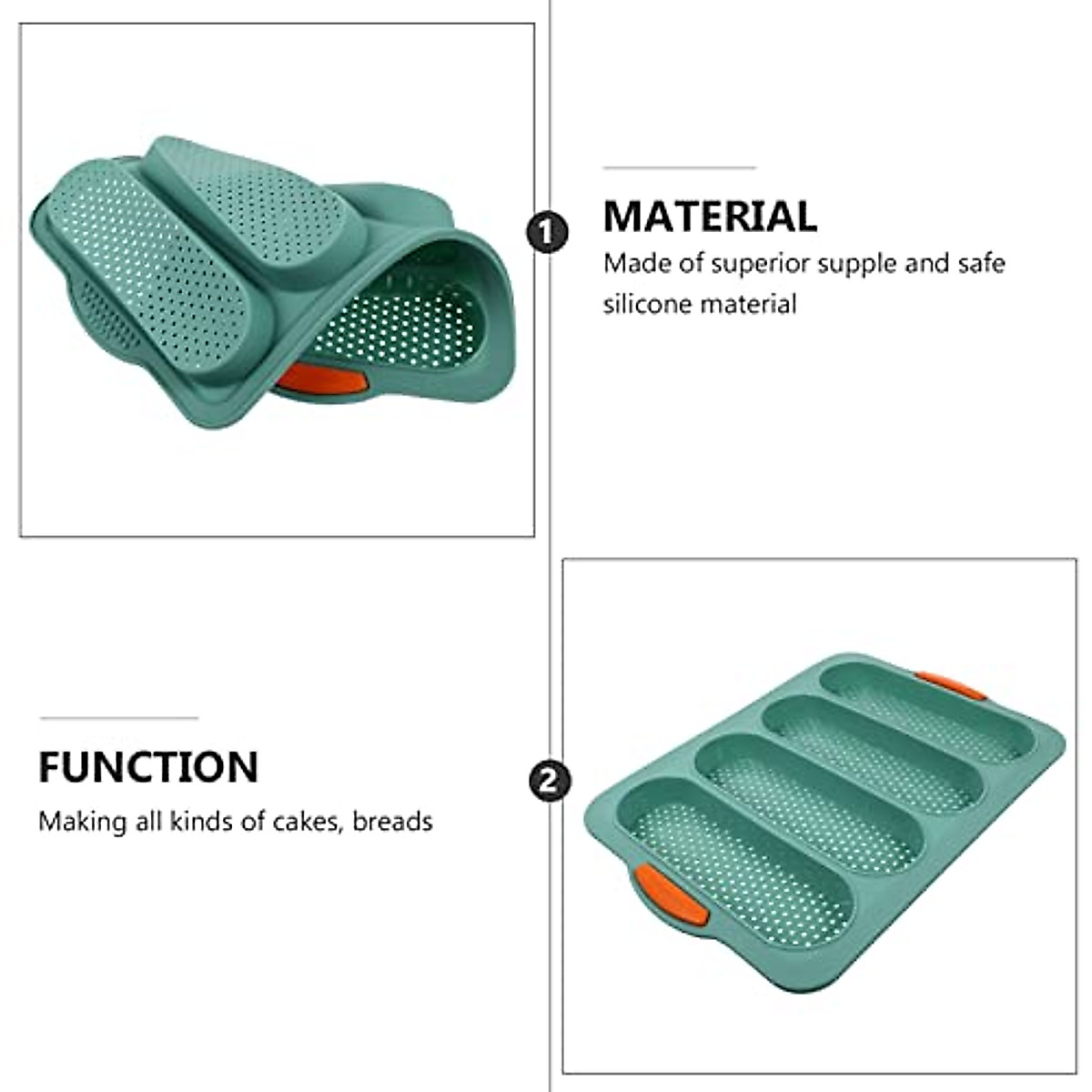 UPKOCH Bake s 2 Pack Silicone Bread Baking Mold Nonstick Baking Pan Baking Tool Kitchen Gadget, Green Silicone Mold French Bread Baking Pan
