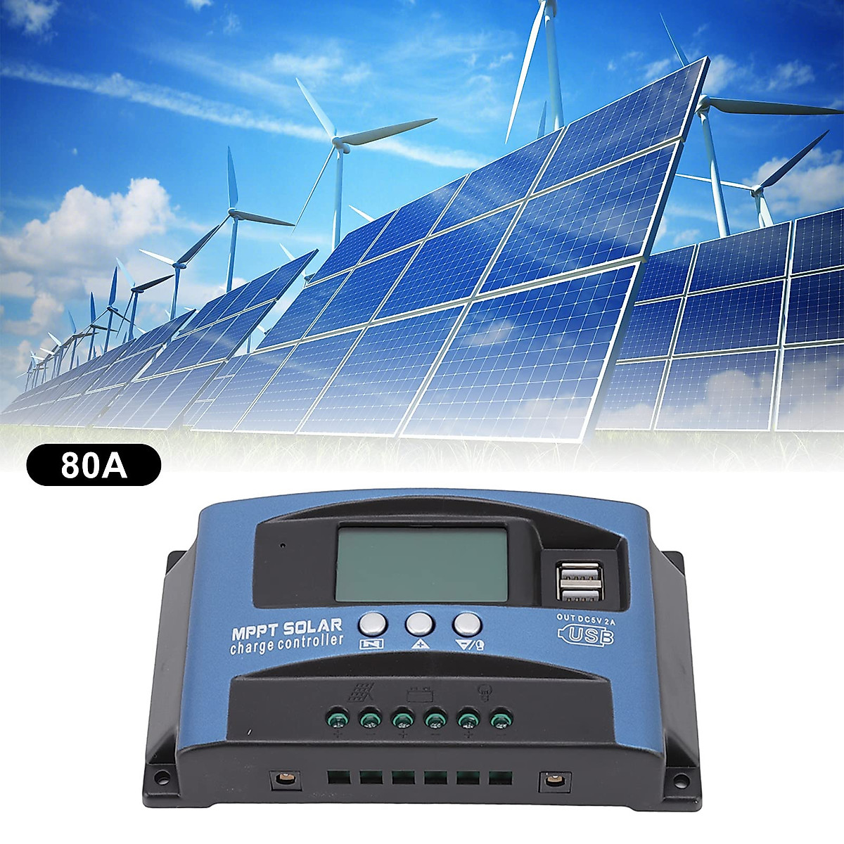 24-60V Solar Engergy System Controller, MPPT Controller, Renewable Energy System Controller with LCD Display for Home Industrial(80A)
