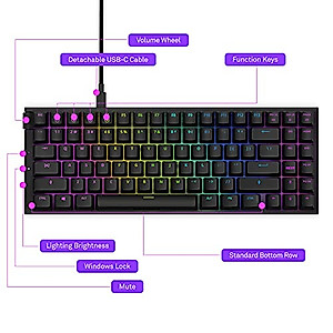 NZXT Function MiniTKL - Compact Tenkeyless Gaming Keyboard – Gateron Red Mechanical Switches: Linear, Fast, and Quiet – Hot-Swappable – RGB Backlit – Aluminum Top Plate – Sound Dampening Foam – Black