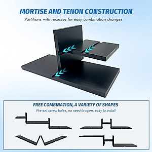 TopHand DIY Floating Shelves for Wall, Combinable Shaped Wooden Wall Floating Shelves, Rustic Wood Shelves for Wall Storage, for Bedroom, Living Room, Kitchen, Office (Rustic Brown)