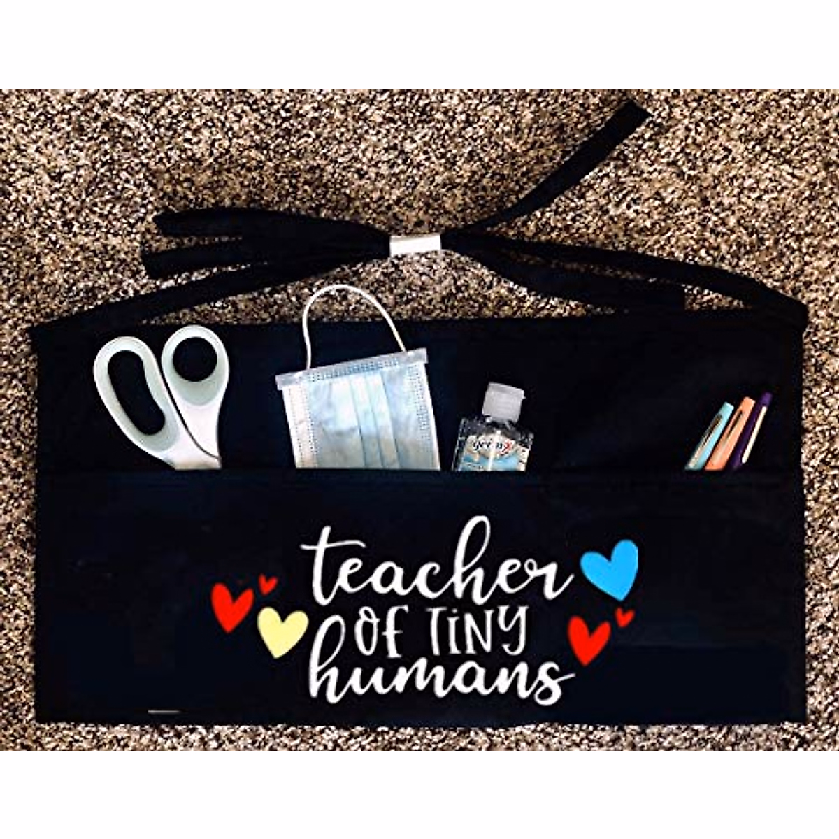 Waist Apron for Teachers with 3 Pockets Half Black Apron,Teachers Prefect Gift (teacher of ting humans)