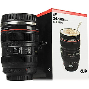 Yepteeps Coffee Mug, Camera Lens Travel Thermos, Stainless Steel Insulated Cup with Easy Clean Lid (Leak Proof)