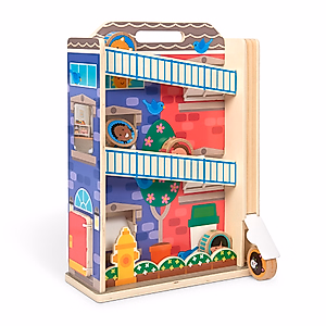 Melissa & Doug GO Tots Wooden Town House Tumble with 6 Disks - FSC Certified