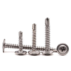 #10 x 2 (50 Pack) Stainless Steel Wafer Head Self Drilling Screws, 410 Stainless Steel Phillips Modified Truss Head Sheet Metal Screws, No Pre-drilled Needs, Quick Metal Self Tapping Screws