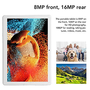 Cuifati 10.1 inch Tablet, 10 Tablets, 10 Core Processor 6GB 128GB 2.4G 5G Dual Band WiFi 8MP 16MP 1960x1080 3300mAh Gold Tablet