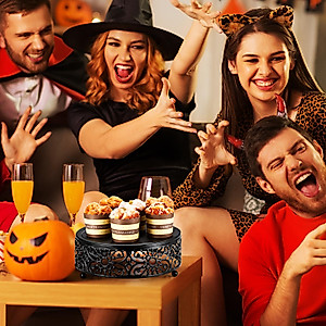 Lallisa 6 Pcs Black Cake Stand Set 12 Inch 10 Inch 8 Inch Wedding Cake Stand Round Metal Dessert Display Cupcake Holder Candy Display Plate for Wedding Party Birthday Decorations(Black)