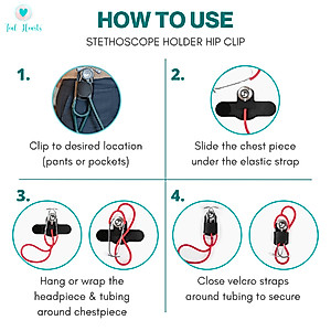 Stethoscope Holder Hip Clip | Genuine Leather Elastic Strap Stethoscope Clip for Nurses, Doctors, & More | Black Stethoscope Cover Sleeve | Stethoscope Case | Stethoscope Accessories