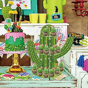 KARAQY 3 Tier Cactus Cupcake Stand, Green Cactus Shape Cupcake Holder for Mexican Fiesta Party Supplies, Taco Party Decorations, Cinco De Mayo Party Favors