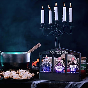 Valery Madelyn Halloween Table Decor Indoor, Lighted Spooky Halloween Decorations Pick Your Poison Wooden Sign, 12Inch Small Cute Halloween Collectible Figurines for Home Office Room Desk Tray Gifts