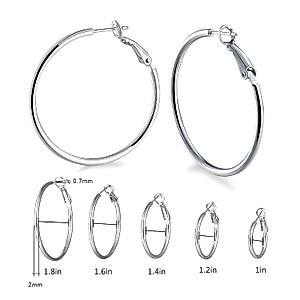 5 Pairs 316L Hoop Earrings For Women Stainless Steel Hoop Earring Set 25mm 30mm 35mm 40mm 45mm