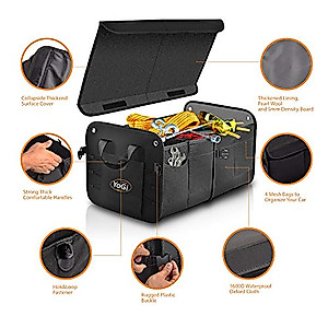 YoGi Prime Trunk and Backseat car Organizer, Trunk Storage Organizer Will Provides You The Most Storage Space Possible, Use It As A Back Seat Storage Car Cargo Organizer Black (Box Black)