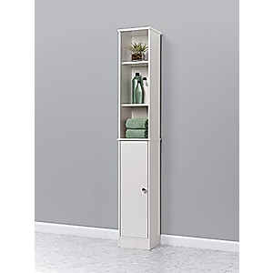 Zenna Home Linen Tower, 5-Tier, Bathroom Storage, White Spacesaver