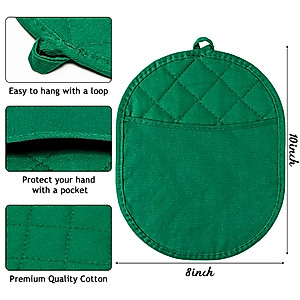 R HORSE 6 Pcs Pot Holders with Pocket Cotton Grey Potholder Heat Resistant Oven Mitts Machine Washable Hot Pad for Kitchen Baking Cooking 9.8"x7.8"