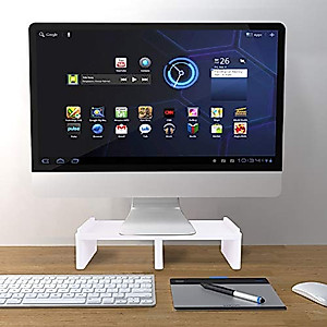 Cabilock Computer Holder Desktop Computer Stand Monitor Riser Stand Desktop Ergonomic Monitor Stand Riser for Computer PC Laptop Printer TV Notebooks LCD LED Display (White) Desktop Stand