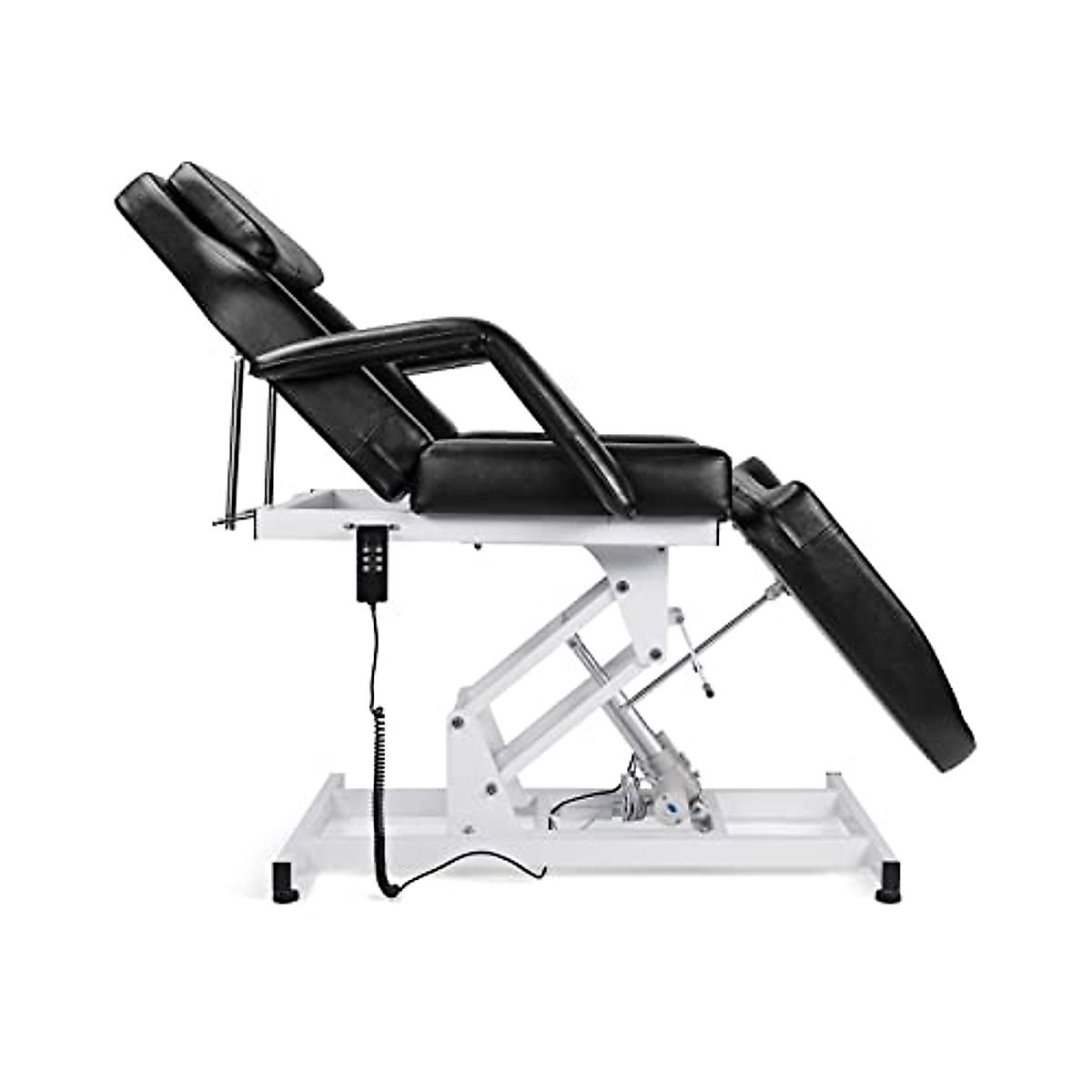 Salonsunny Electtric Salon Beauty Bed Chair Black Round Base Hydraulic Pump All Purpose Styling Chair Barbering Reclining Spa Massage Equipment