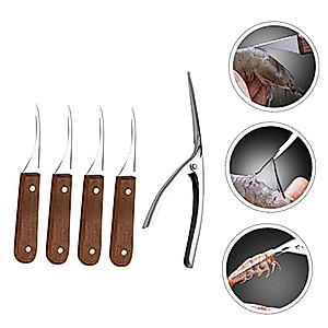 Lobster Crackers 1 Set Stainless Steel Shrimp Opener Tools for Fish Scale Remover Oyster Crackers Oyster Opener Shrimp Peeler Tool Shrimp Deveiners Shrimp Cleaning Supplies Chunk
