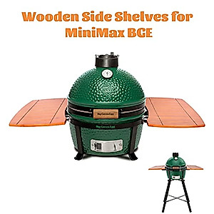 KAMaster Wooden Side Shelves for MiniMax Big Green Egg,Red Oak Wood Egg Mates Big Green Egg Accessories Egg Mates for The MiniMax Egg Side Tables Grill Parts Replacement Grill Smoker