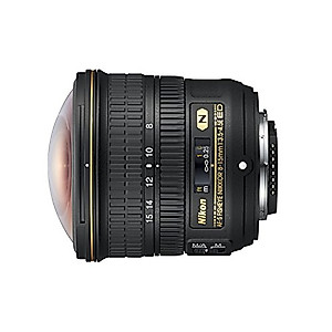 Nikon AF-S FISHEYE NIKKOR 8-15mm f/3.5-4.5E ED F/4.5-29 Fixed Zoom Camera Lens, Black