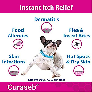 Curaseb Hot Spot Treatment for Dogs & Cats – Instant Itch Relief for Hot Spots, Paw Licking, Rashes, Allergies, Bites, Dry Skin – with Soothing Aloe, 4oz