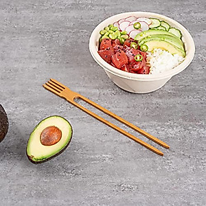 Restaurantware 10 Inch All-In-One Chopsticks With Fork 100 Multi-Functional Chopstick Utensil Combo - Durable Sustainable Bamboo Fork Chopsticks For Home Travel Or Take Out