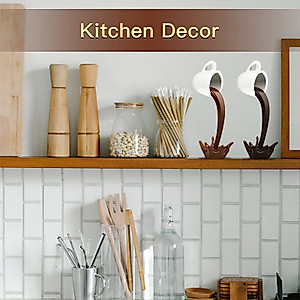 WEBBYBEAR Floating Coffee Cup Sculpture, 2 Pieces 8.7 in Magic Pouring Spilling Splash Coffee Mugs, Funny Resin Coffee Mug Decorations for Cafe or Kitchen (Brown, Black)